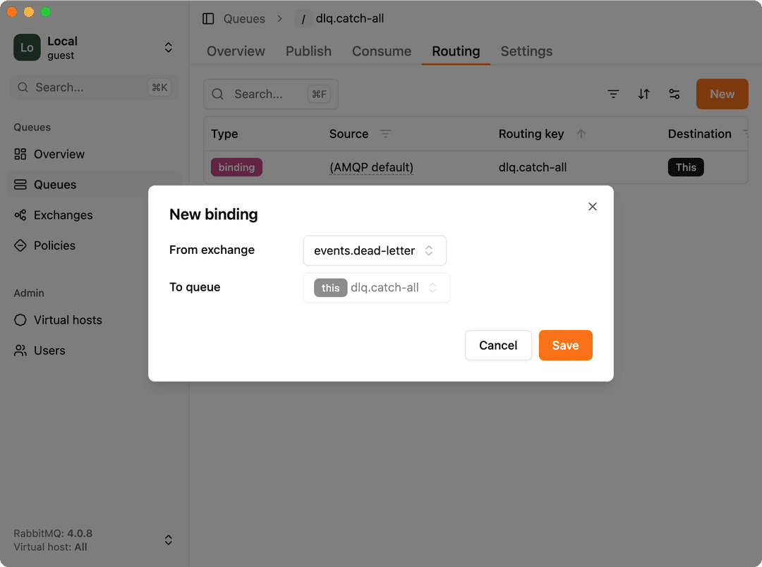 Properly setting up dead-letter queues in RabbitMQ