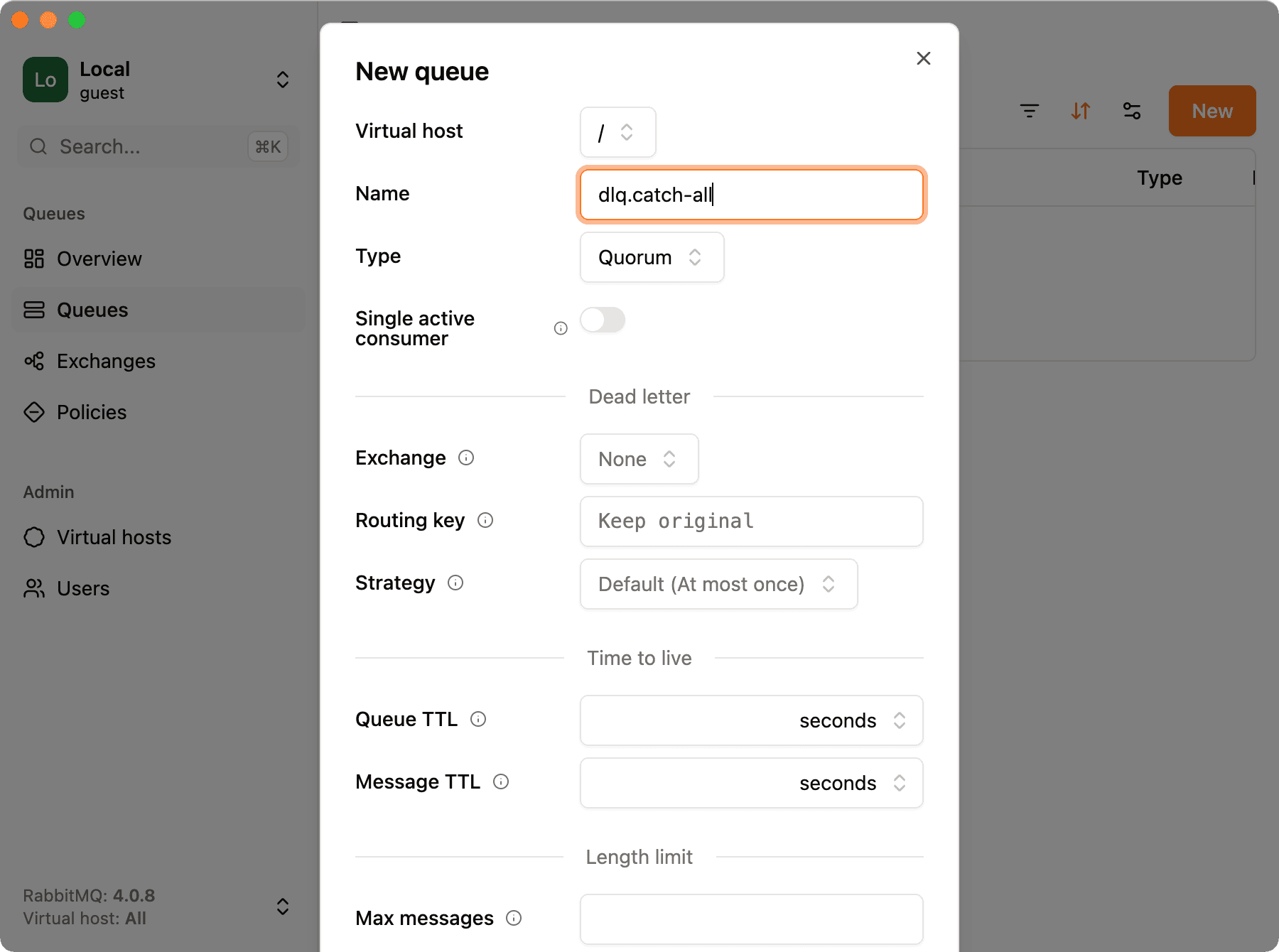 Properly setting up dead-letter queues in RabbitMQ